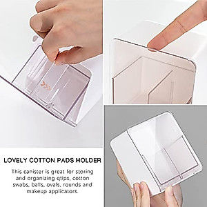Leadiy Qtip Holder Cotton Pads Organizer, Cotton Ball Holder for Bathroom Canisters, Q Tip Storage Organizer with Clear Lid Bathroom Container Box 2 Sections Storage