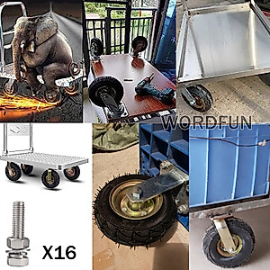 Heavy Duty Caster Pneumatic Swivel Caster, Steel Plate Rubber Wheel, Double Ball Bearing, No Noise Antis-Skid Plate, for Moving Furniture/Table/Trolley/Workbench