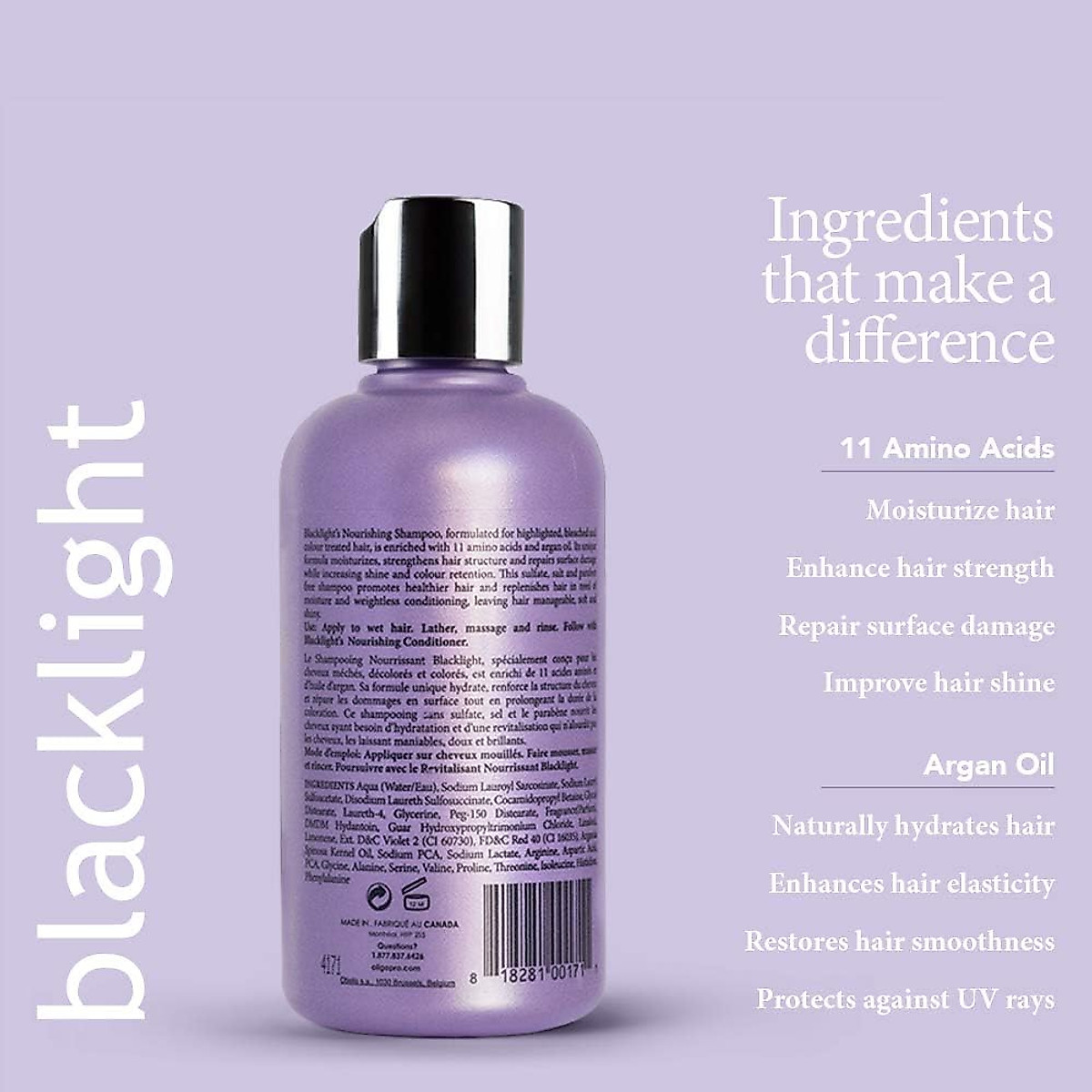 Oligo Professionnel - Backlight Nourishing Shampoo - Sulfate free shampoo for blondes - Vegan - For Color Treated Hair - Hydrating formula with Argan oil - 8.5 oz