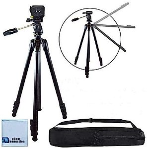 80" Inch Elite Series Professional Heavy Duty w/Angled Legs, Action Camcorder Tripod for DSLR Cameras + Microfiber Cloth
