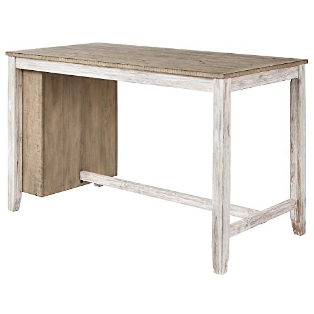 Signature Design by Ashley Skempton Farmhouse 36" Counter Height Dining Table with Storage & Wine Rack, Whitewash