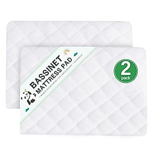 Waterproof Cradle Bassinet Mattress Protector, Fit for 36" × 18" Standard Cradle Bassinet Mattress, Ultra Soft Breathable, Viscose Made from Bamboo Surface, 2 Pack, Washer & Dryer