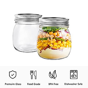 10 oz Glass Mason Jars, 24 Pack Clear Glass Jars with Regular Lids, Canning Jars for Honey, Yogurt, Wedding Favors, Food Storage, Vegetables, Includes 40 Black Labels