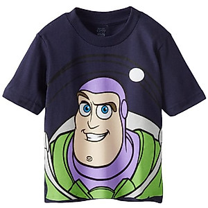 Disney Baby-Boy's Buzz Lightyear and Woody Big Face Toy Story T-Shirt, Navy, 3T