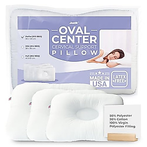 Jestik Oval Center Cervical Pillows: Neck & Cervical Orthopedic Pillows for Back and Side Sleepers - Posture Pillow with Ergonomic Oval Center for Shoulder, Back, and Neck Pain Relief (Petite)