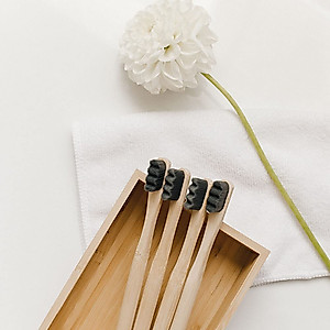 Gongi Wooden Bamboo Toothbrush - 20,000 High Bristle Count Toothbrush - Micro-Nano Extra Soft Bristles - 4-Pack