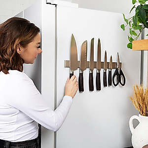 Magnetic Knife Holder for Wall No Drill, 16’’ Stainless Steel Magnetic Knife Holder for Fridge, Knife Magnetic Strip, Magnetic Kitchen Utensil Holder and Magnetic Tool Holder Strip