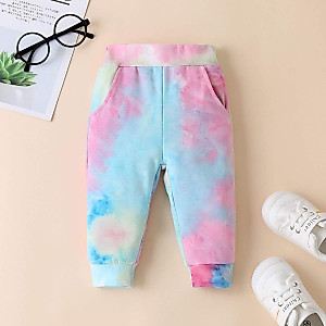 Newborn Infant Baby Girls Sweatshirts Tie Dye Sweatsuit Hoodies Tops Pants 2Pc Tracksuit Fall Winter Clothes Set (Green, 12-18 Months)