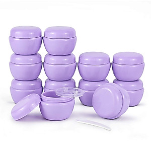 LONGWAY 1 Oz (30ML) Little Plastic Jars with Lids and Inner Liners | Empty Lotion Containers/Travel Cream Containers - for Salves,Lotions and Creams, Cosmetic Jars & BPA Free (Pack of 12, Purple)