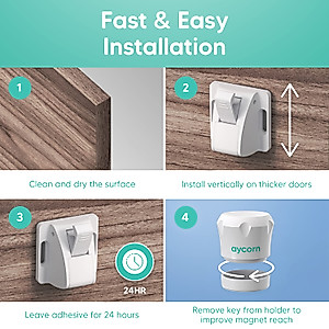 AYCORN Safety Magnetic Child Locks for Cabinets (10 Locks & 2 Keys), Baby Proofing Cabinet Locks for Doors and Drawers 10 Pack - Easy Install No Screws or Drilling Toddler Child proof Cabinet Latches