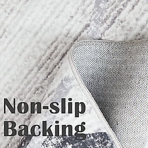 COLLACT Area Rug 5x7 Entryway Rug Moroccan Rug Black Grey Thin Rug Modern Geometric Accent Rug Soft Rug Indoor Door Mat Non Slip Gray Carpet Kitchen Living Room Bedroom Dining Room