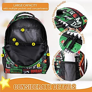 Football Backpack for Boys Girls, Elementary Middle High School Bookbags for Teen Kids, Travel Laptop Backpack for College Students Women Men Durable Lightweight School Bags, 17 Inch Large Back Packs