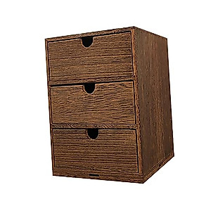 Wooden Storage Box Storage Drawers Storage Cabinet Locker Desktop Organizer Desktop Cabinet Organizer 3 Tier Shelf Organizer for Desk Retro Drawer Box​​​​​​​ Wood Drawer Shelf WHAMVOX