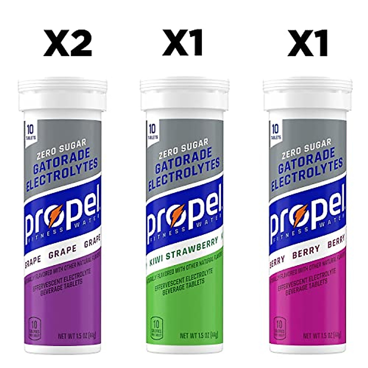 Propel Tablets, 3 Flavor Variety Pack, Makes 16.9oz Fl Oz (Pack of 40)