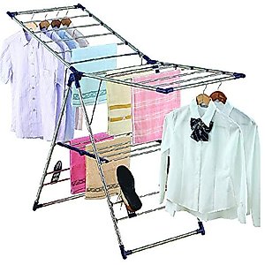 CUISINE TALENT EZHOME Large Foldaway Laundry Rack, Heavy Duty, Collapsible, Space-Saving Storage, Stainless Steel, Indoor/Outdoor