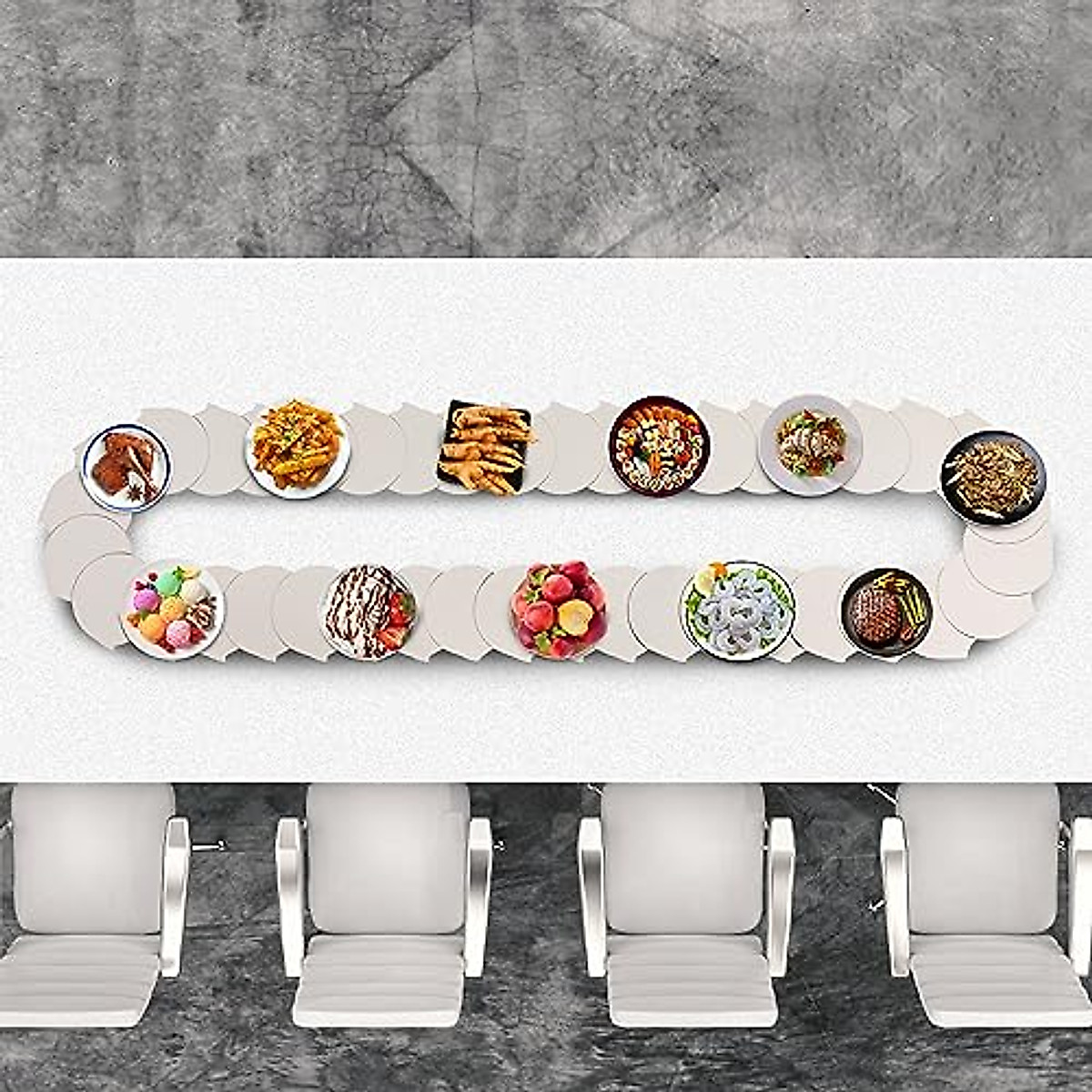 6.56ft 360° Manual Swivel Adjustable Dining Table Rotating Food Turntable 42 Trays Rotary Table for Dining Room Party Decoration,Free Adjustment,Smooth Slide Rail,Interlock Design