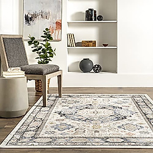 nuLOOM Lesia Persian Medallion Machine Washable Area Rug, 7' 10" x 10', Beige
