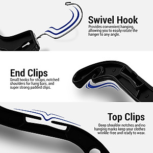 Victory Display Heavy Duty Hangers for Clothes (25-Pack), Black Hangers, 17in Wide Black Plastic Hangers, Coat Hanger with Swivel Hook & Notched Shoulders, Clothing Hangers, Heavy Duty Clothes Hangers