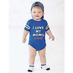 Gay Pride Month I Love My Moms LGBTQ Equality Rainbow Baby Boy Girl Outfits 6M Blue