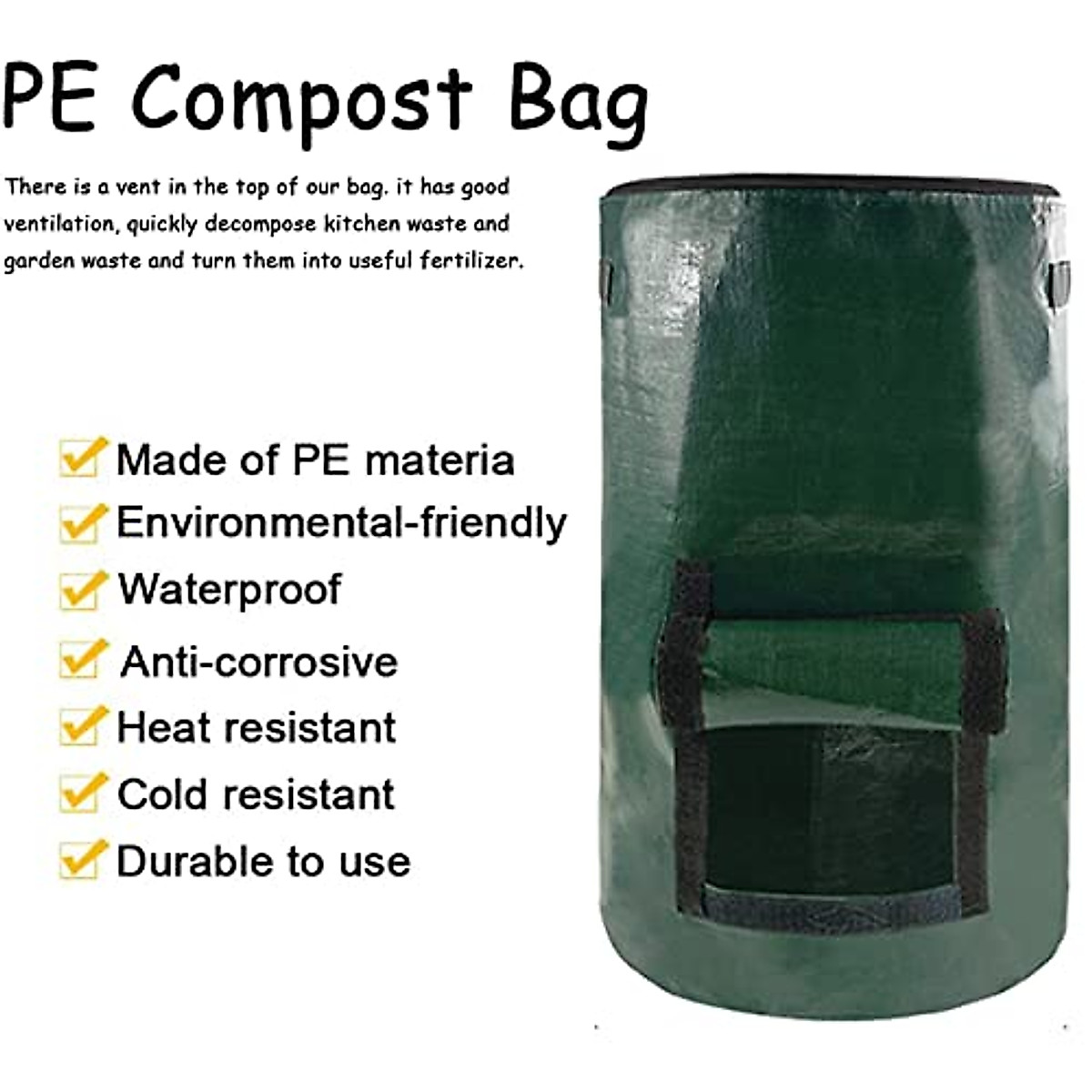SKGFKYRM Garden Compost Bag Garden Waste Bin Organic Composts Bags Compost Accelerator Composting Tumbler Outdoor Composting & Yard Waste Bins for Kitchen and Garden Waste Collapsible Reusable 2PCS