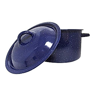 IMUSA USA 4-Quart Blue Speckled Enamel Stock Pot with Lid