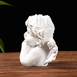 BRABUD Resin White Angle Statue Praying Cherub Statue Indoor Outdoor Home Garden Wings Angel Decoration Figurine Collection 5.1'' TQGJBS69
