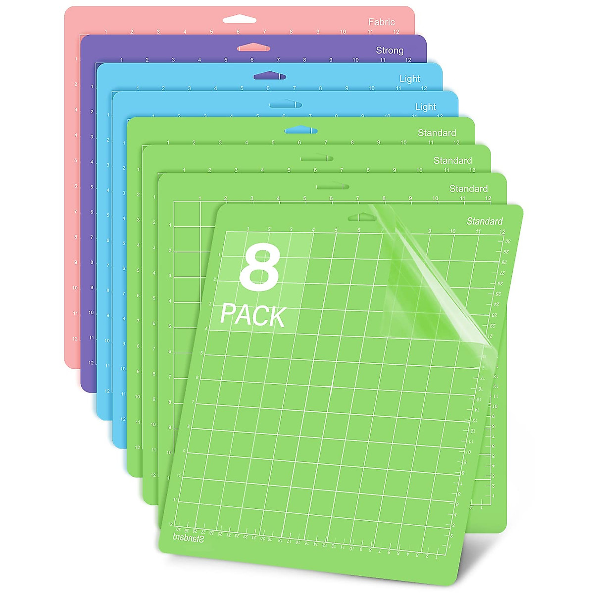 Gwybkq Cutting Mat for Cricut Maker 3/Maker/Explore 3/Air 2/Air/One 8 Pack 12x12 VarietyGrip Cut Replacement Accessories Green/Blue/Purple/Pink Card Adhesive Sticky Pads