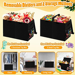 Large Toy Box, Collapsible Storage Bins with Lids, Toy Storage Organizer Toddler Bin Boxes for Kids Boys Girls, 25"x13"x16"Toy Chest Bin Box Baskets for Nursery, Living Room, Playroom, Bedroom, Black