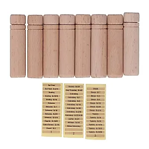 8pcs Wooden Needle Case Anti Lost Polishing Portable Sewing Needle Holder with 3 Stickers for Household