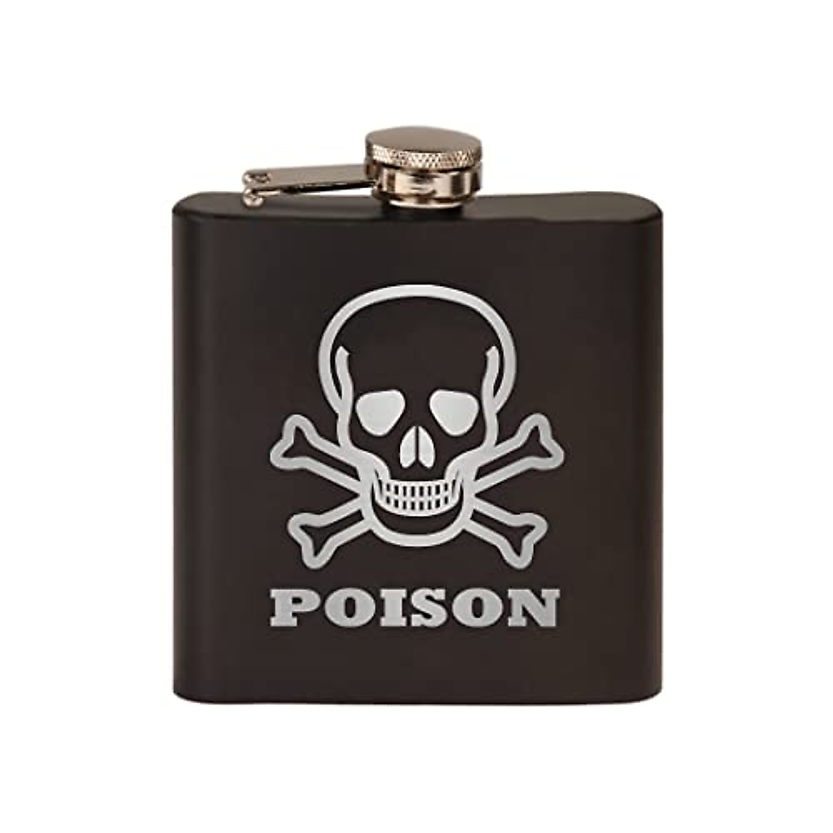 Rogue River Tactical Funny Poison Skull and Crossbones Stainless Steel Hip Flask Premium Matte Black Makes a Great Gift For Him Dad Father Gag Joke Gift