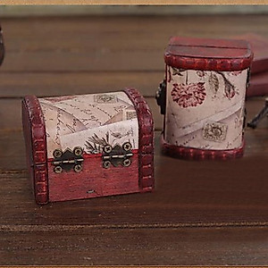 LFOEwpp7 Retro Candy Jewelry Box, Stamp Style Metal Lock Wooden Jewelry Storage Box Treasure Necklace Case for Birthday Christmas Halloween Valentine's Day and More