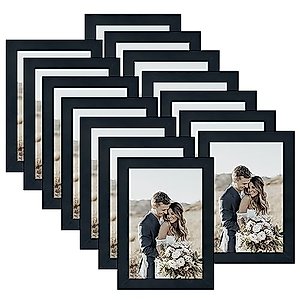 4x6 Picture Frame Set of 14, Wood Photo Frame for 4x6 Pictures, Tabletop or Wall Mount Display Picture Frames for Prints, Photos, Paintings, Landscape and Kids Artwork (Black)