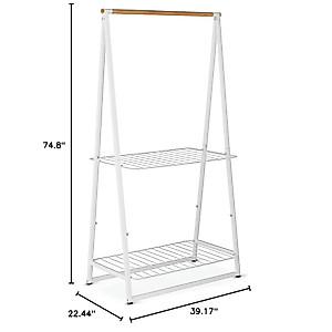 Brabantia - Linn Clothes Rack - Multi-Functional - Space Saver - Adjustable Shelves - Wardrobe Hanging - Drying Rack - Freestanding - Stable - White - Large