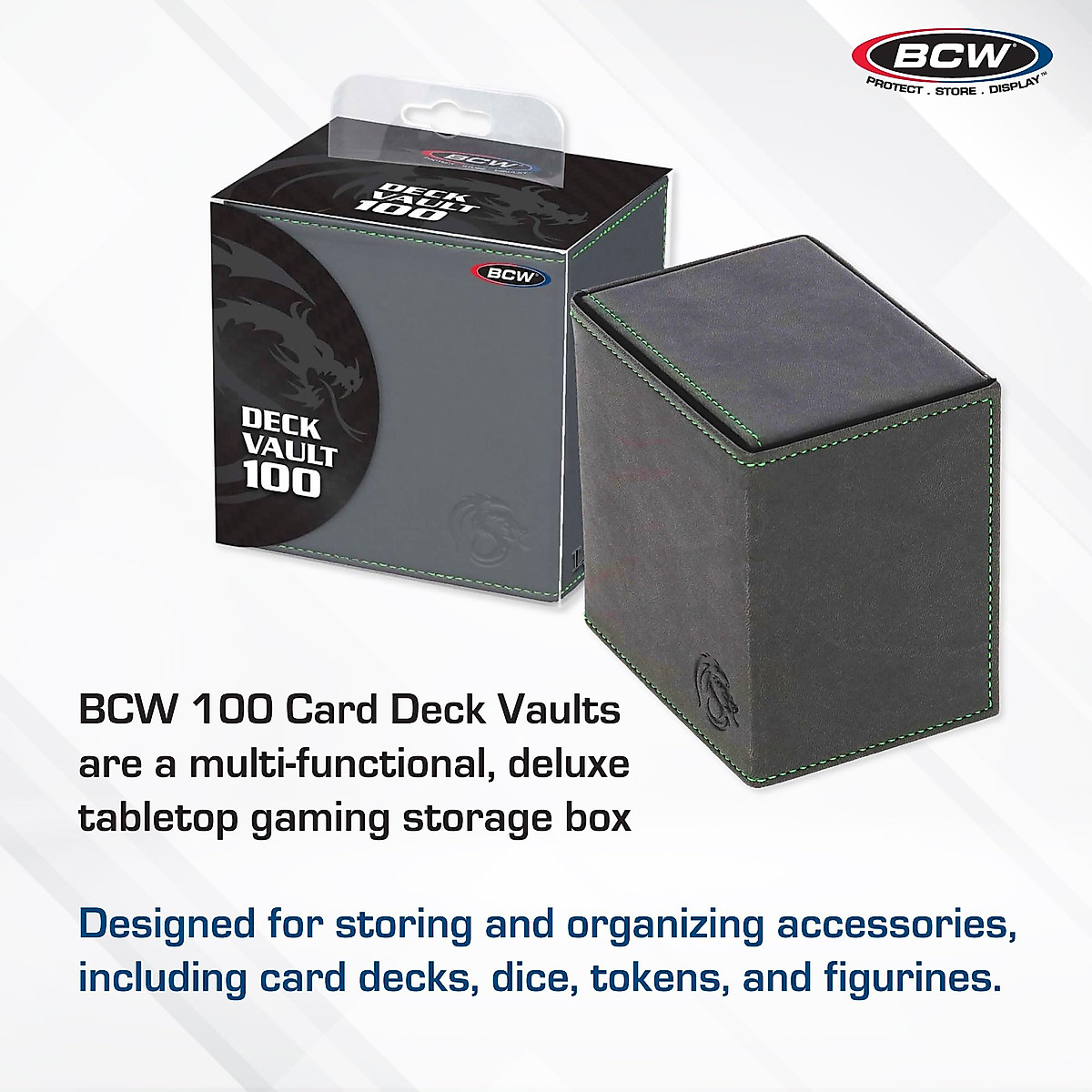 BCW Deck Vault LX 100 - Gray | Card Deck Case with 100 Sleeved Gaming Cards Capacity | For Magic: The Gathering, Pokemon, Commander Decks