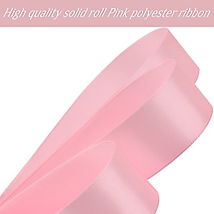 Baocuan Pink Ribbon for Gift Wrapping 1 inch x 100 Yards Satin Craft Fabric Roll Perfect for Art Wedding Decor Valentine Mardi Gras Easter Bows
