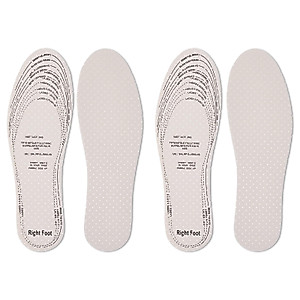WLLHYF 2 Pairs Breathable Shoe Insoles, Insoles for Men and Women Latex Foam Insoles with Holes Walking Comfort Insoles Shock Absorbing Shoe Insoles White