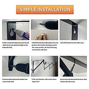 Kunzye 4 Pack of Closet Rod Brackets,Heavy Duty Black Closet Shelf & Rod Brackets,Closet Shelves Bracket with Rod Shelving Support, with Screws