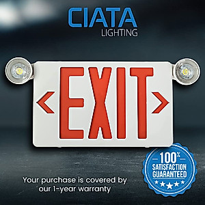 Ciata Ultra Bright Led Decorative Red Exit Sign & Emergency Light Combo with Battery Backup, Fire Exit Sign with Lights, Lighted Exit Signs with Battery Backup, 6-inch Red Letters - 12 Pack