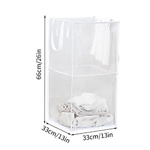 Folding Laundry Basket Organizer Dirty Clothes Bathroom Clothes Mesh Storage Bag Household Wall Hanging Basket Frame(White,Large)