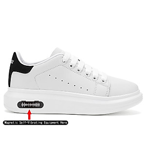 NewEndostar Women's Fashion Sneakers,Vibration Height Increase Shoes Lightweight Comfortable Casual Skateboarding Walking Shoes Black 8