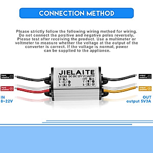 2 Pieces Car Power Converter Waterproof 12V to DC 5V Buck Voltage Regulators 3A 15W Voltage Converter Module for Car Truck Boat Solar System (Accept DC 8V - 22V Inputs)
