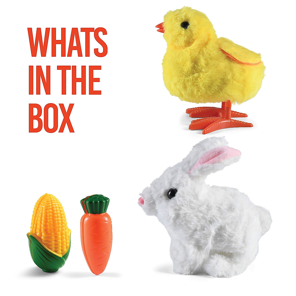 PREXTEX Hopping Bunny Toy - Plush Easter Bunny and Chirping Chick Set (with Carrot and Corn Toy) - Battery-Operated Great Easter Gift for Easter Basket Arrangement for Kids