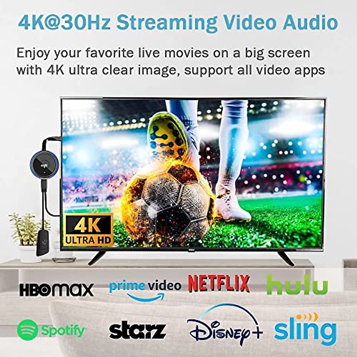 Wireless HDMI Transmitter and Receiver 4K, TIMBOOTECH Streaming Media Video/Audio/File HDMI Wireless Extender 5G Kit for Laptop, Camera, Cable Box, Netfix, PS5, Phone to Monitor, Projector, HDTV 165FT