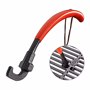 GriAddict Universal Grill Grate Lifter Tool - Hot Surfaces Handling Cooking Grid Lifter Gripper with Non-Slip and Anti-scalding Coating Handle fits Most Heavy-Duty Cast Iron and Stainless Grates