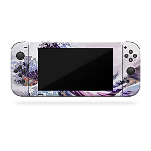 Tacky Design Watercolor Skin Compatible with Nintendo Switch Skin Wrap Cover, Wave Off Kanagawa Skin for Nintendo Switch Stickers, Premium Vinyl 3M Full Wrap Decal.