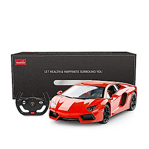 RASTAR RC Lamborghini Toy Car, 1:14 Lamborghini Aventador LP700-4 Remote Control Car, Working Lights - Orange