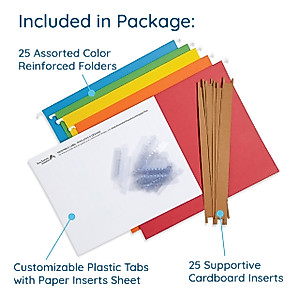 25 Blue Summit Supplies Hanging File Folders 1 inch Expansion, Assorted Colors Hanging File Folders Extra Capacity 1 inch, 11PT Paper, 1 inch Expandable File Folders, 25 Pack