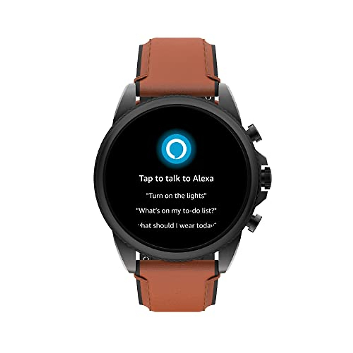 Fossil Unisex Gen 6 44mm Stainless Steel and Leather Touchscreen Smart Watch, Fitness Tracker, Color: Black, Brown (Model: FTW4062V)