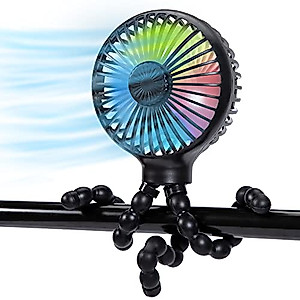 YKLWORLD Mini Baby Stroller Fan, Portable Fan Clip On with Flexible Tripod, USB or Battery Operated Handheld Personal Fan 3 Speeds Car Seat Fan for Desk Crib Bike Treadmill Travel Camping - Black