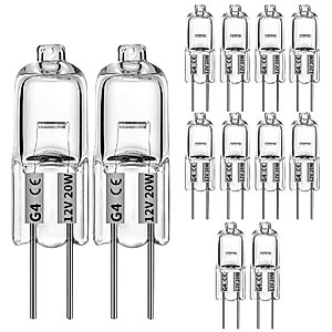 KAKALUOTE G4 Halogen Light Bulbs 12V 20W Halogen Bulbs G4 Base 2 Pin Warm White 2700K Light Bulbs for Chandeliers,Under Cabinet Puck Light,Track Lighting,Cooker Lighting(20 Pack)